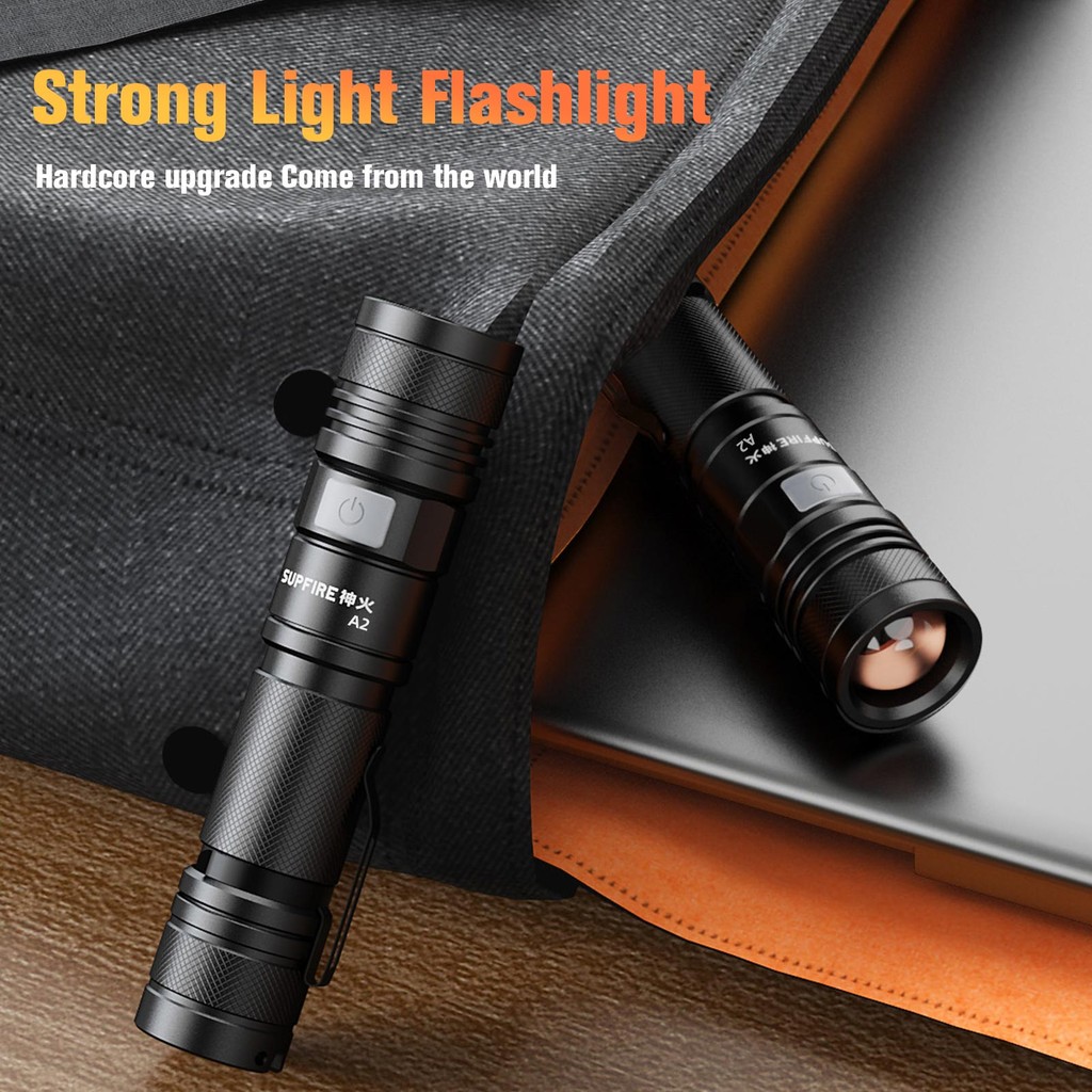 SUPERFIRE A2 Torchlight 15W Powerful Zoomable Flashlight USB ...