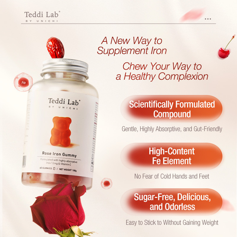 【Official】【3pcs】Unichi Rose Iron Teddi Lab Gummy (180 Gummies) | Shopee ...