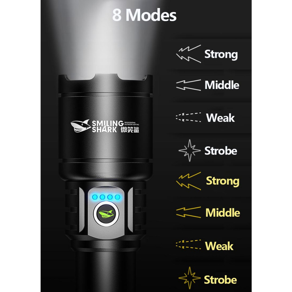 Smiling Shark SD7004 Yellow Light Torch Light 2 in 1 M77 8400LM ...