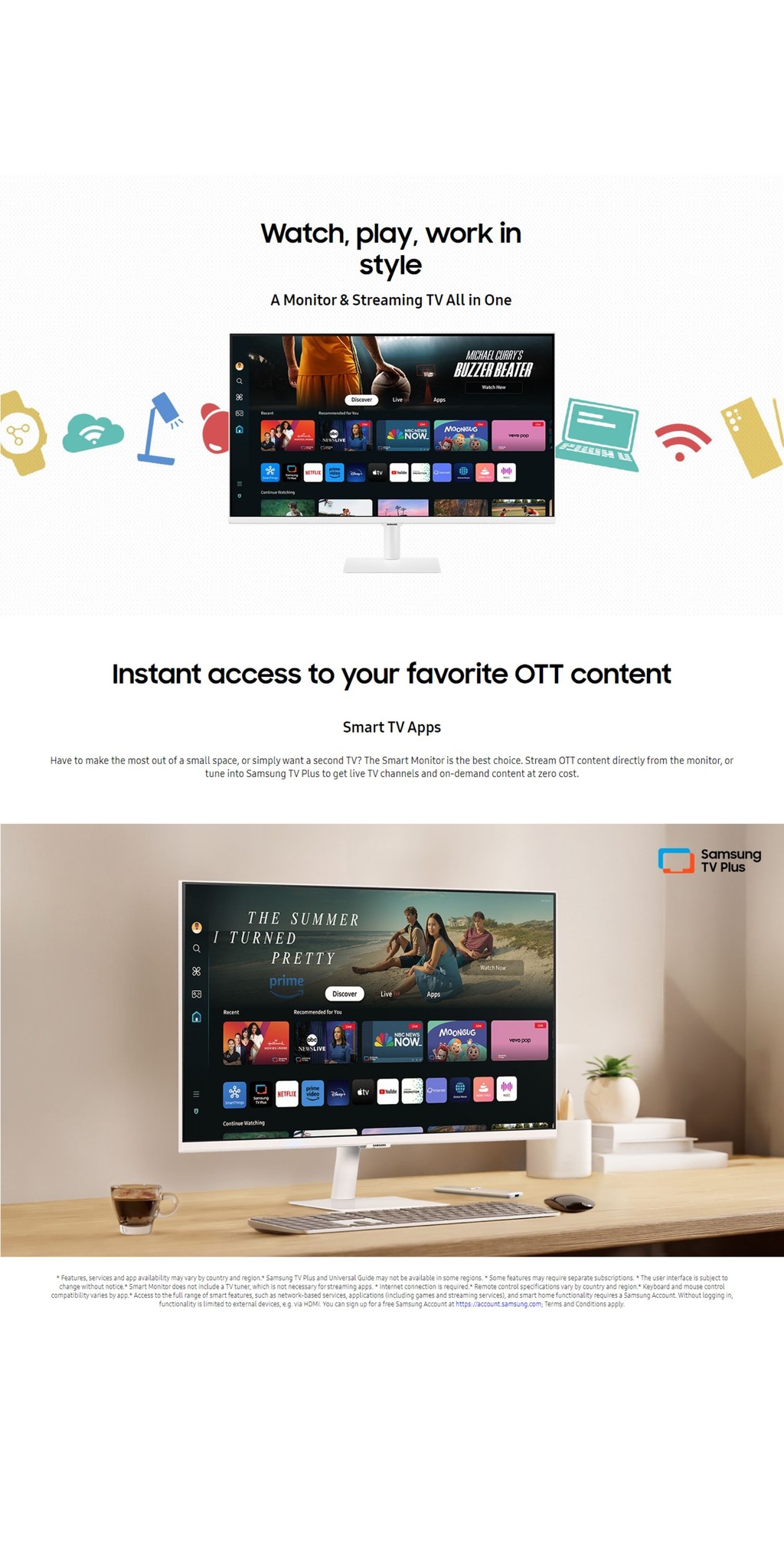 Samsung 32" M7UHD White Smart Monitor | Eye Saver | PC Experience with ...
