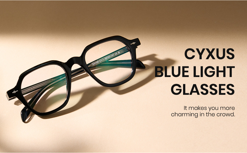 Cyxus anti-blue light glasses polygonal frame plate material reduces ...