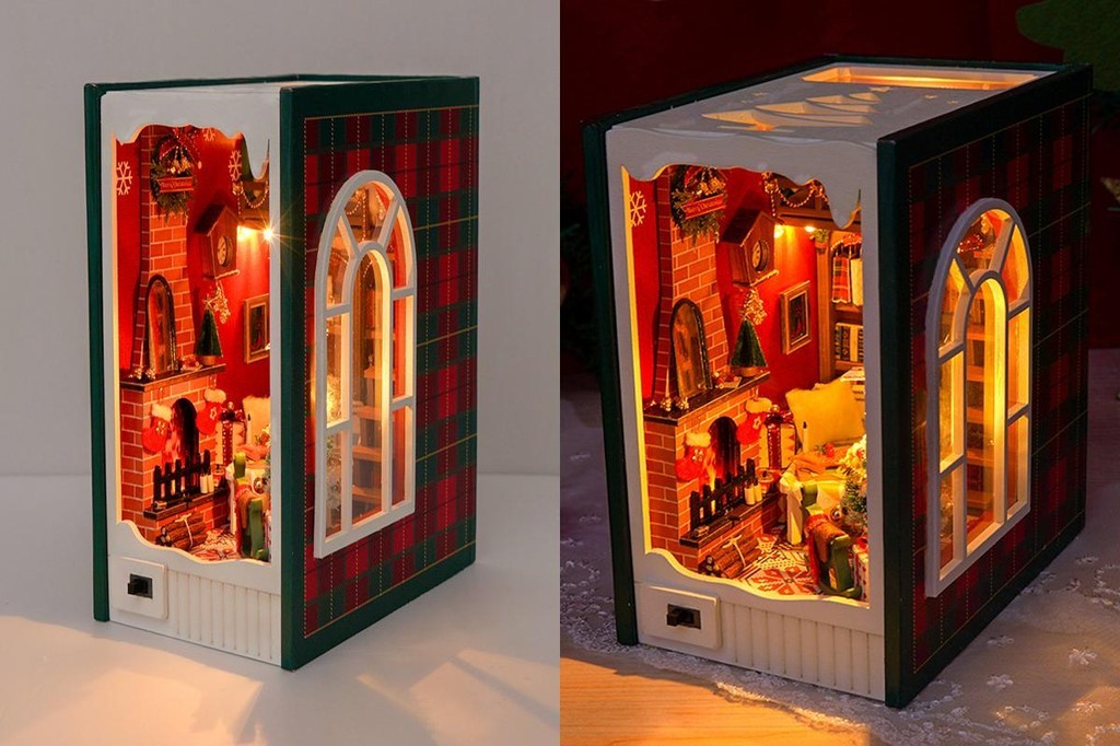 [stylishlife] Diy Dollhouse Kit Christmas Theme Mini House Christmas ...