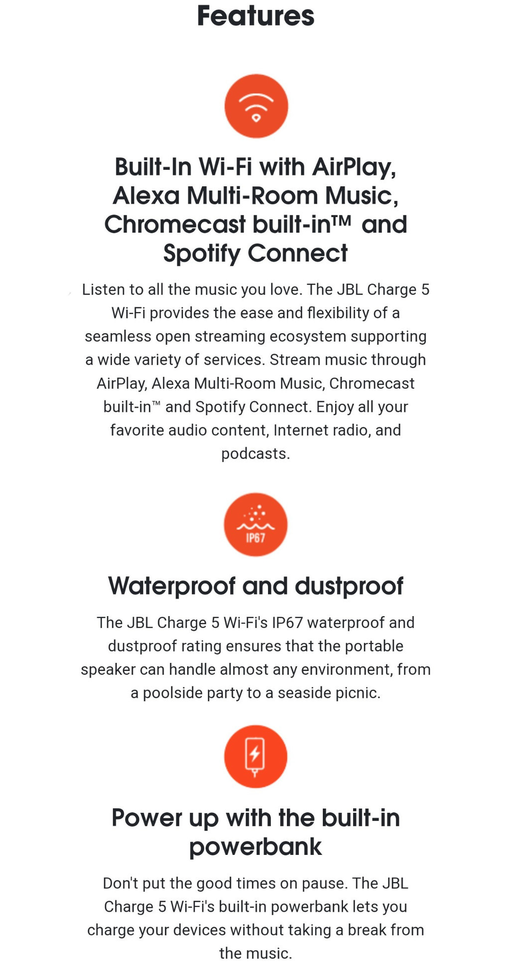 JBL Charge 5 Wi-Fi Portable Wi-Fi And Bluetooth Speaker With Powerbank |Deep Bass | Up to 20H ...