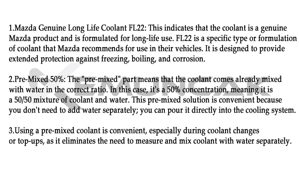 (100% Genuine) MAZDA Long Life Coolant FL22 Pre-Mixed 50% - Green Color ...