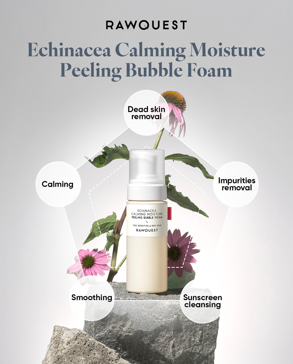 RAWQUEST Echinacea Calming Moisture Peeling Bubble Foam (150ml) | Shopee Malaysia
