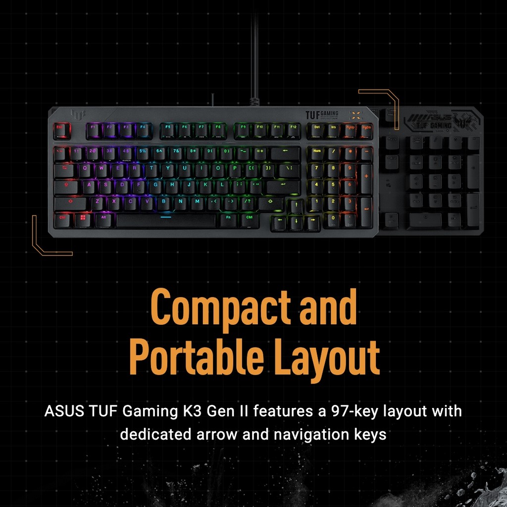 ASUS TUF Gaming K3 Gen II Mechanical Gaming Keyboard Optical Switch RGB ...