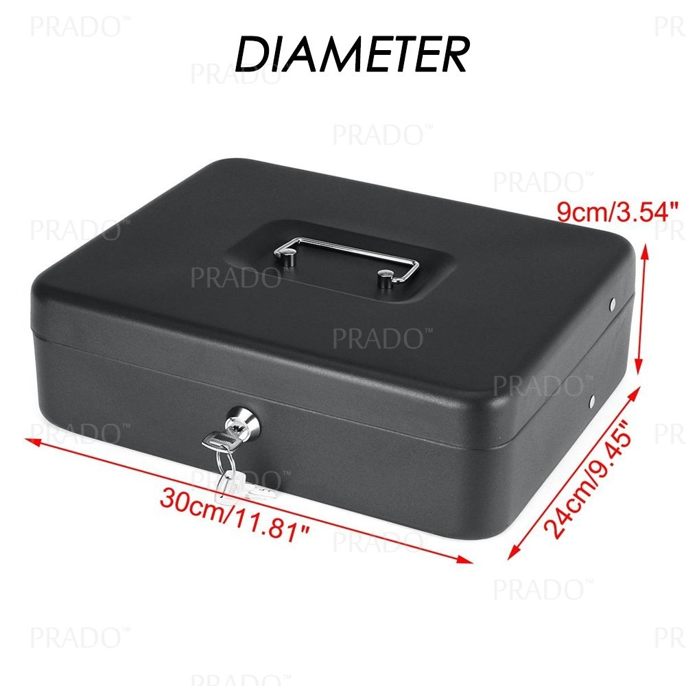 PRADO Large Cash Box Cash Compartment Security Key Lock Money Cash ...