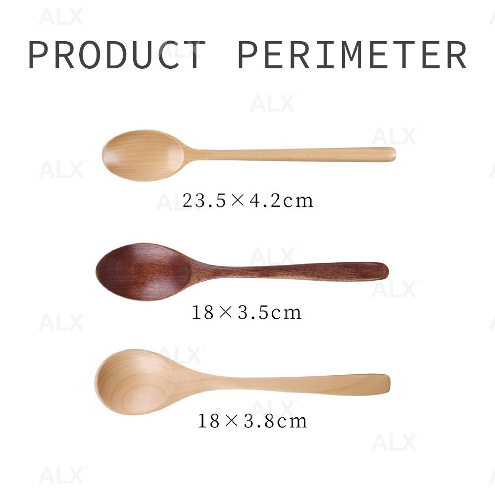 ALX Japanese Style Wooden Soup Spoon Kitchen Tableware Cutlery Long ...