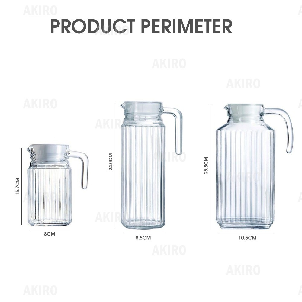 AKIRO BPA-FREE Premium Thick Glass Jug Water Juice Serving Jug Cold Hot ...