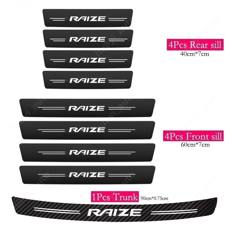 Toyota Raize Car Door Sill Sticker Anti-Scratch Carbon Fiber Leather ...