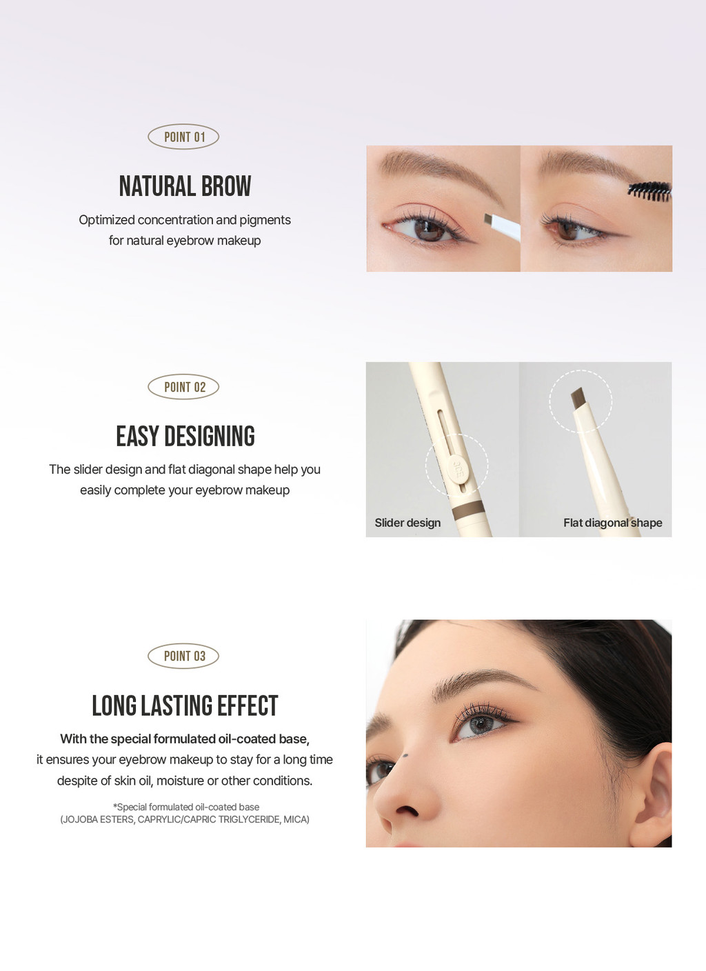 3CE Easy Brow Designing Pencil, Brow pencil matte and soft texture ...