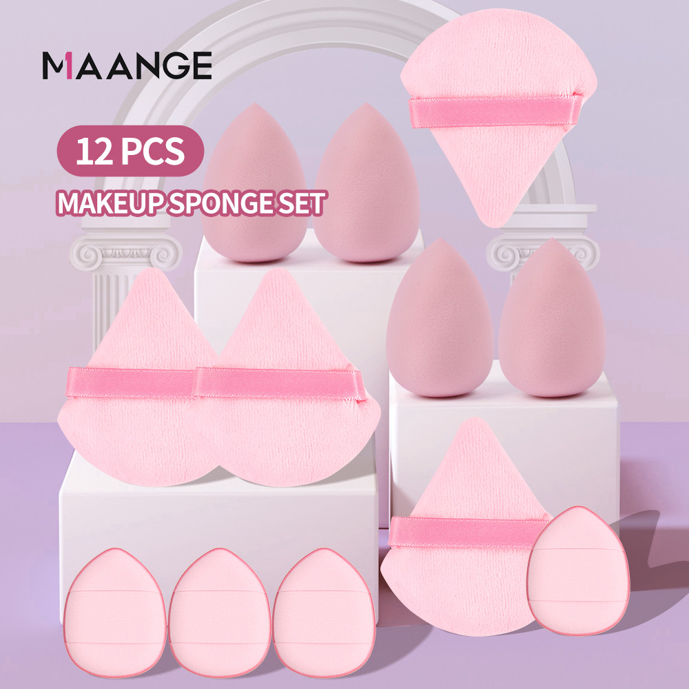 MAANGE 12Pcs Campuran Span Solek Serbuk Set Puff 3 Bentuk Untuk ...