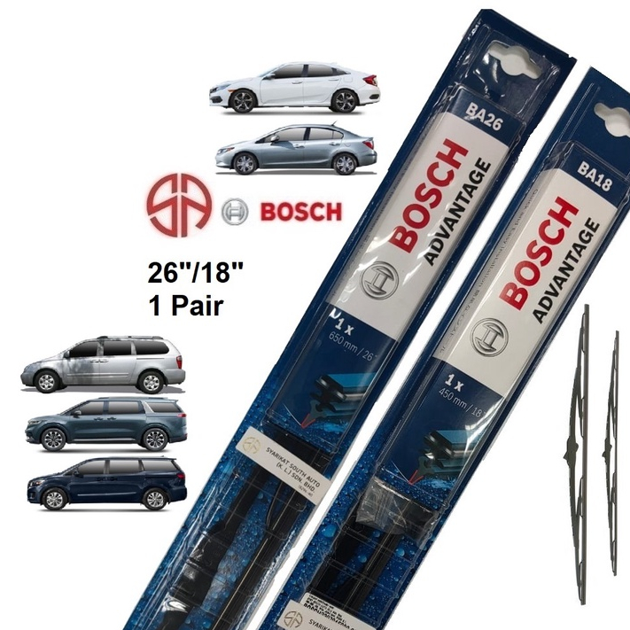 Bosch Wiper Blade 26”/18” Advantage BA26 BA18 650+450 Honda Toyota Kia ...