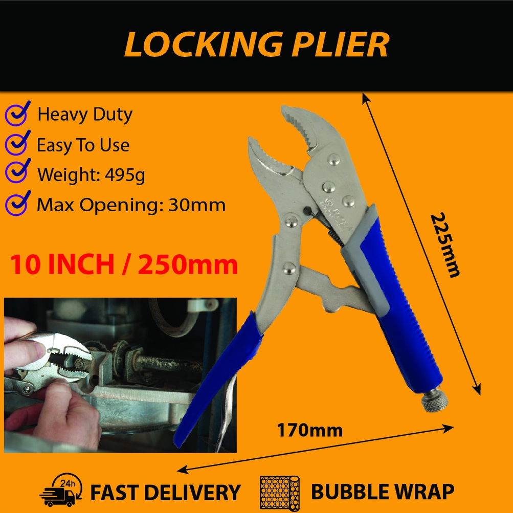 10" LOCKING PLIER VICE GRIP PLIER CURVED / Jam Locking Playar / JAW ...