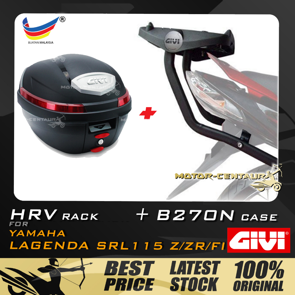 SET KOMBO KOTAK/BOX GIVI B27/B270/B32/B33/B42/B45 TOP CASE + GIVI YAMAHA LAGENDA SRL115 Z ZR FI ...