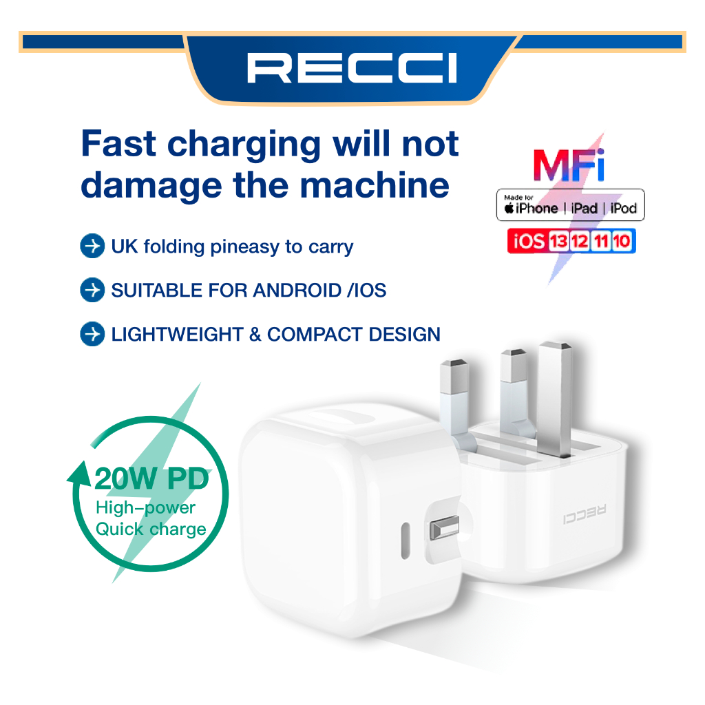 RECCI 20W PD Fast USB Charger Quick Charge 4.0 3.0 Charger compatible ...