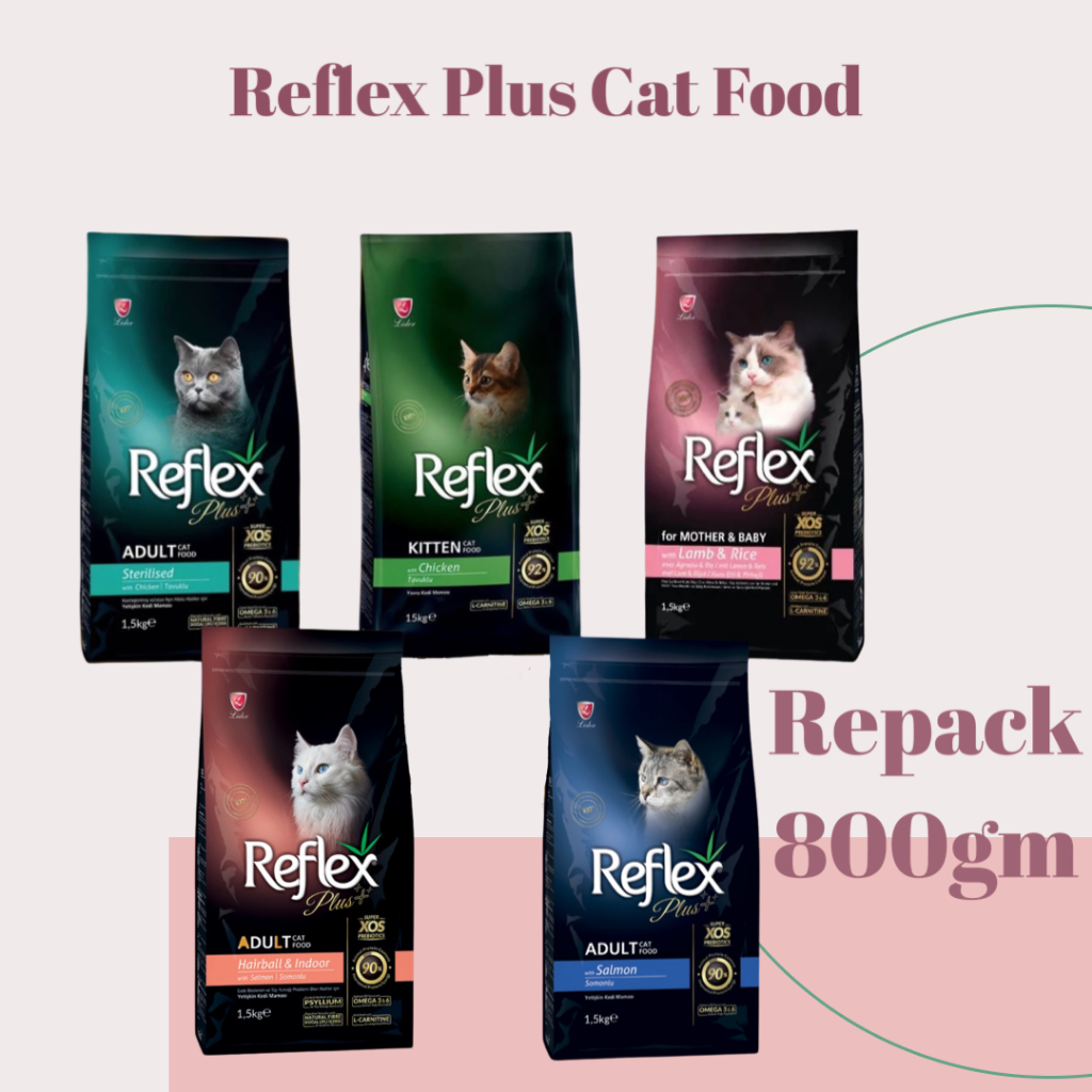 Original Reflex Plus Premium Cat Food Repack 800GM (Kitten Adult Salmon ...