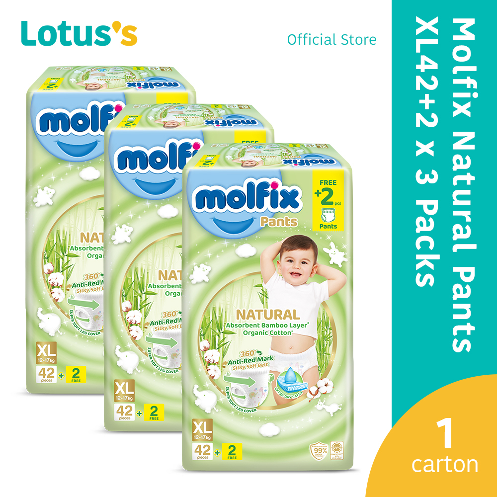 Molfix Natural Pants SJP XL (42 Pcs x 3 Packs) (1 Carton) | Shopee Malaysia