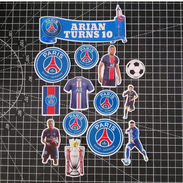 [CUSTOM NAME] Happy Birthday Cake Topper Paris Saint-Germain PSG ...