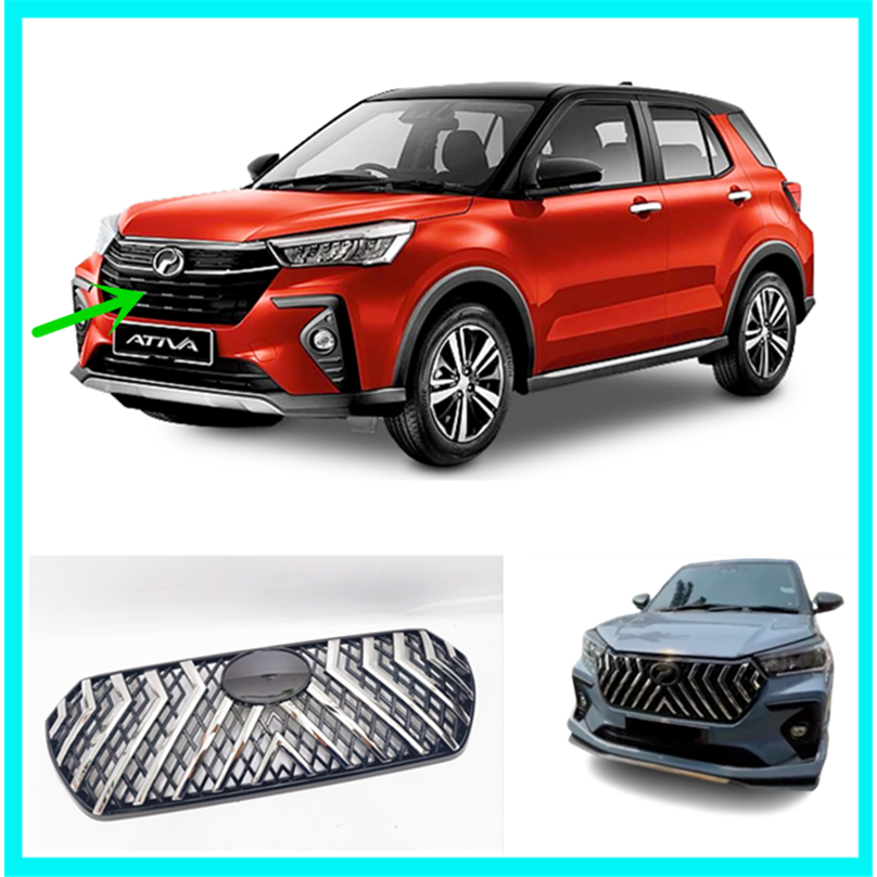PERODUA ATIVA SPORT FRONT GRILL ABS Chrome / Glossy Black | Shopee Malaysia