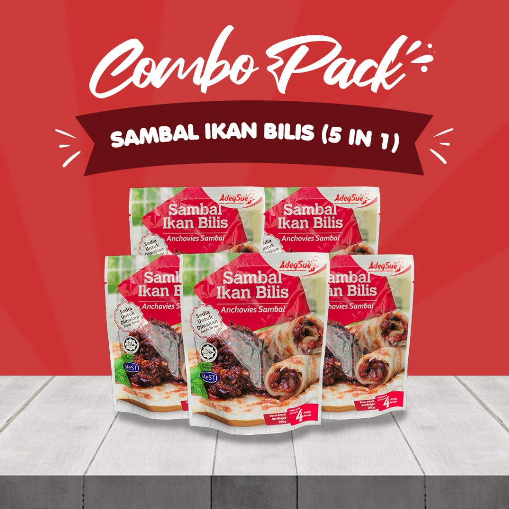 Combo Pack Sambal Ikan Bilis AdeqSue (5 in 1) | Shopee Malaysia