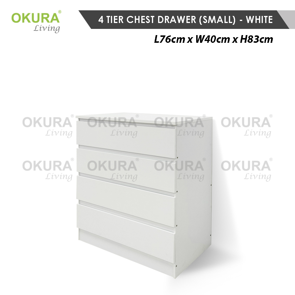 OKURA 4 Tier Chest Drawer/4 Tier Drawer Pintu Almari Kayu/Kabinet ...