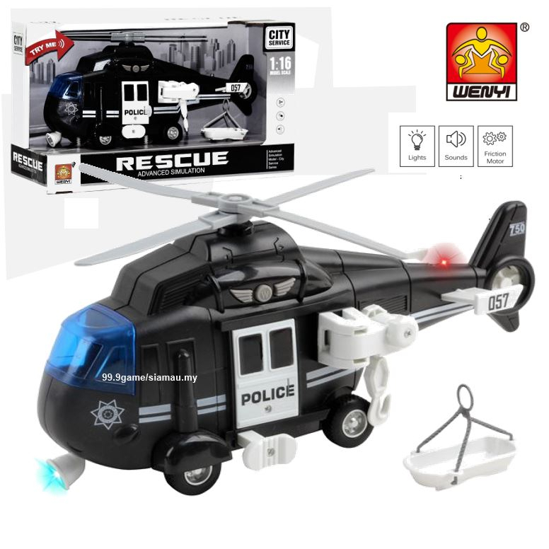 1:16 Scale Police Helicopter With Lights Sounds Push And Go Includes ...