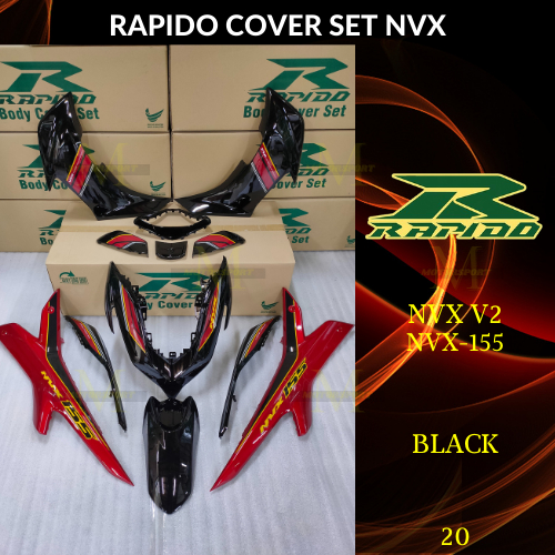 RAPIDO COVER SET NVX V2 NVX-155 (20) BLACK (STICKER TANAM/AIRBRUSH ...