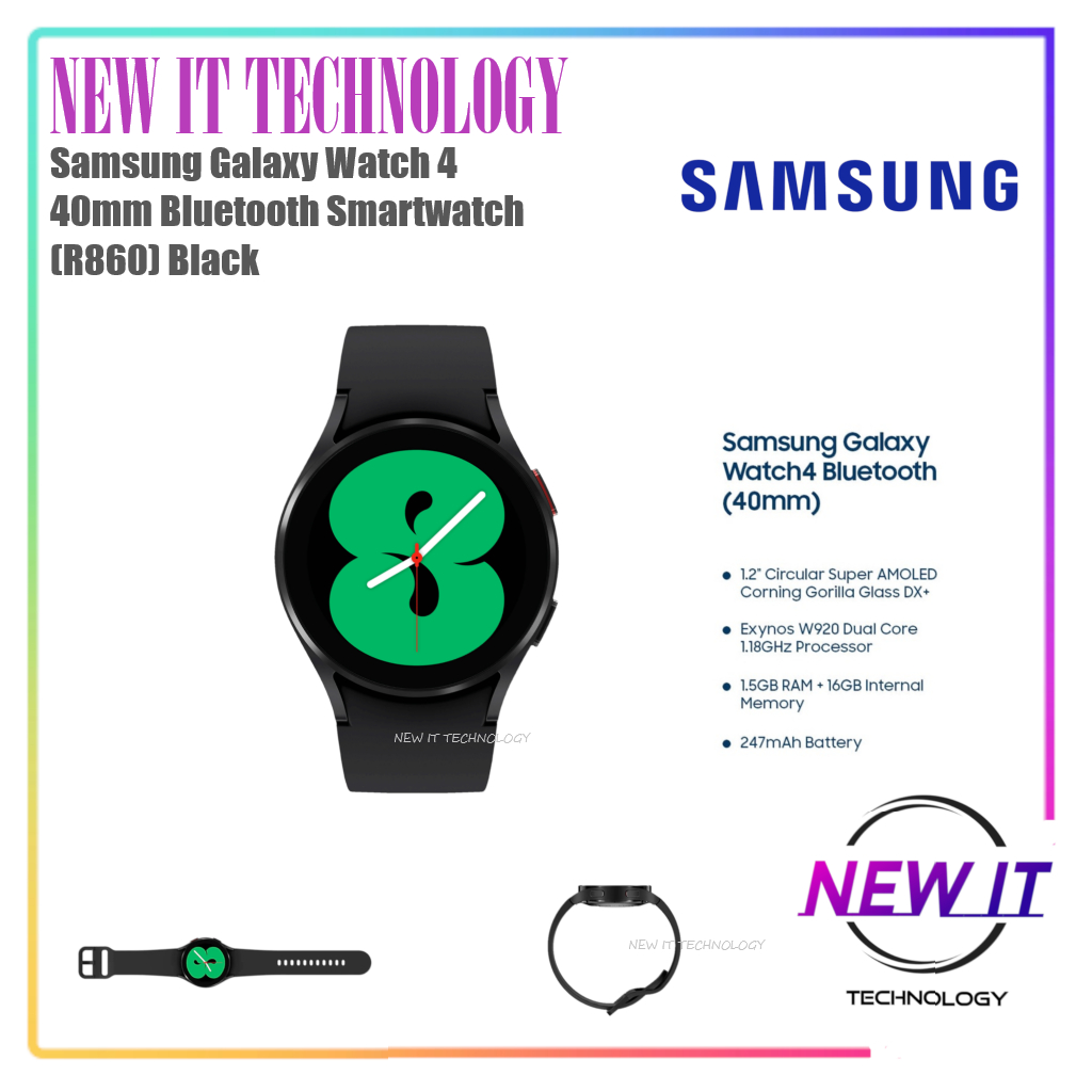 Samsung Galaxy Watch 4 40mm Bluetooth Smartwatch (R860) Black | Shopee ...