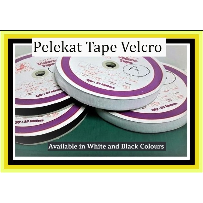 1m/ Velcro Tape Pelekat, Magic Tape (Lebar 1 inchi) 1m dapat 2 pasangan ...