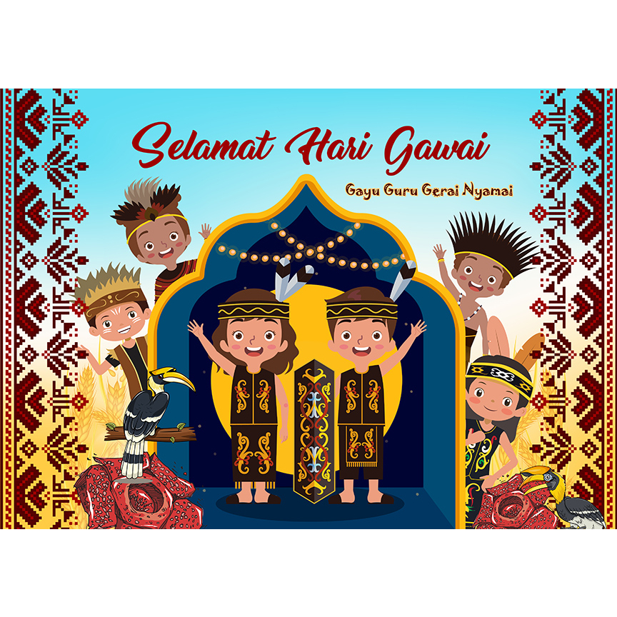 Banner Decoration / Backdrop - Selamat Gawai / Gawai / Happy Gawai ...