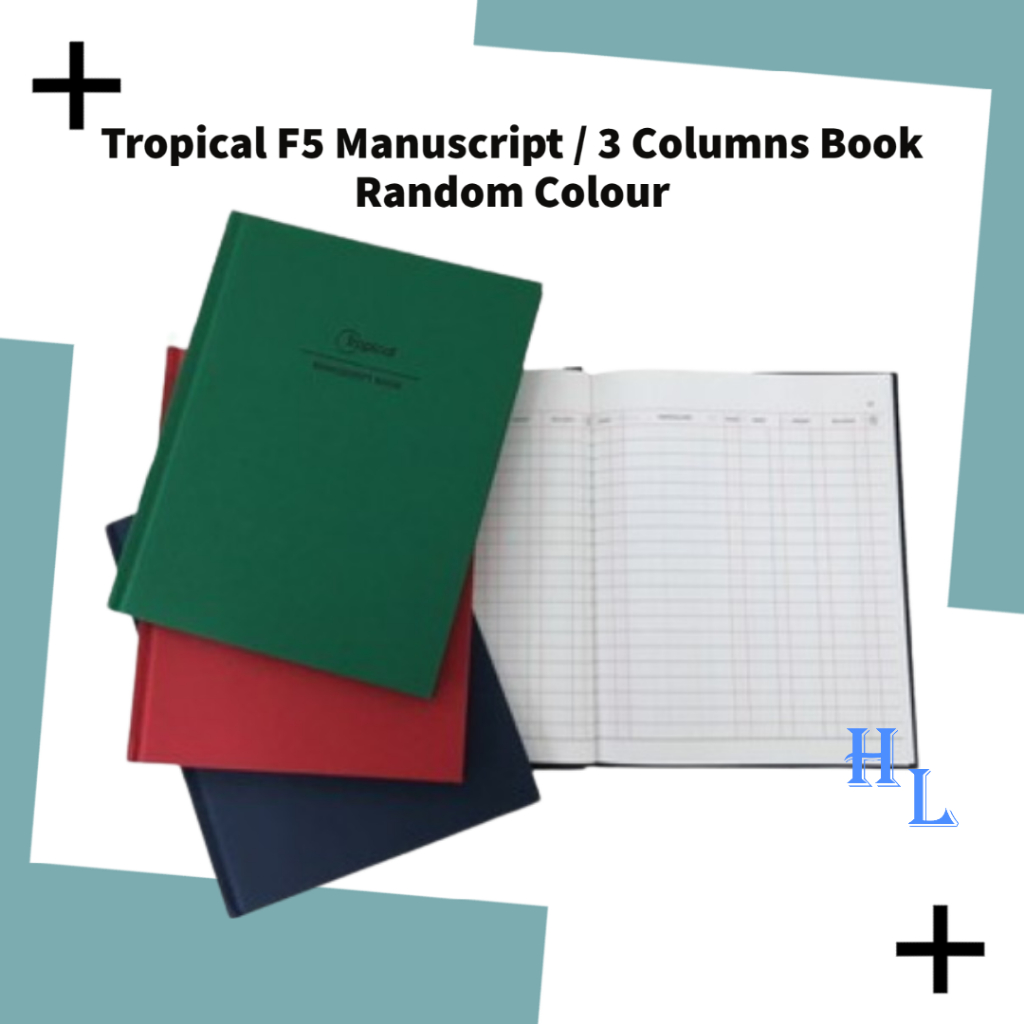 Tropical F5 Hard Cover 3 Columns Quarto Book Manuscript Short /Buku Log ...