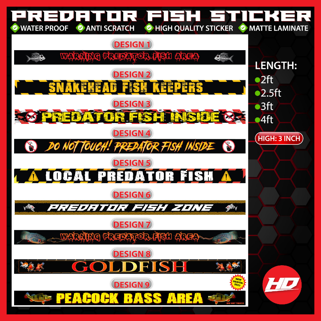 Aquarium Sticker WARNING PREDATOR FISH AREA - PREDATOR FISH - PREDATOR ...