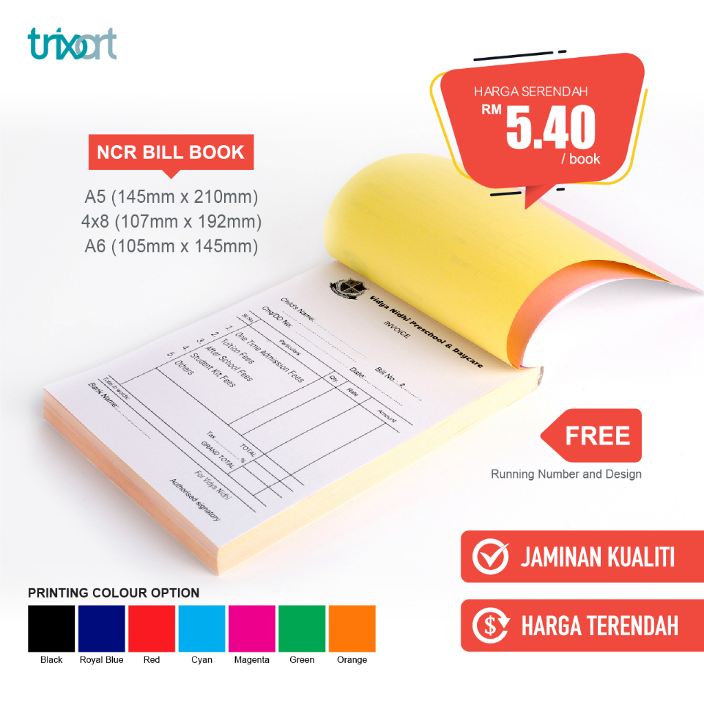 Custom NCR - Bill Book / Receipt / Voucher / DO / Buku Bill / Resit ...