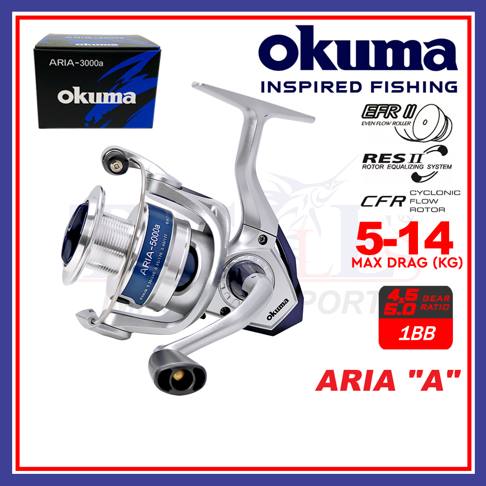 Okuma Aria 'A' Mesin Pancing Spinning | 5kg-9kg Max Drag | Air Tawar ...