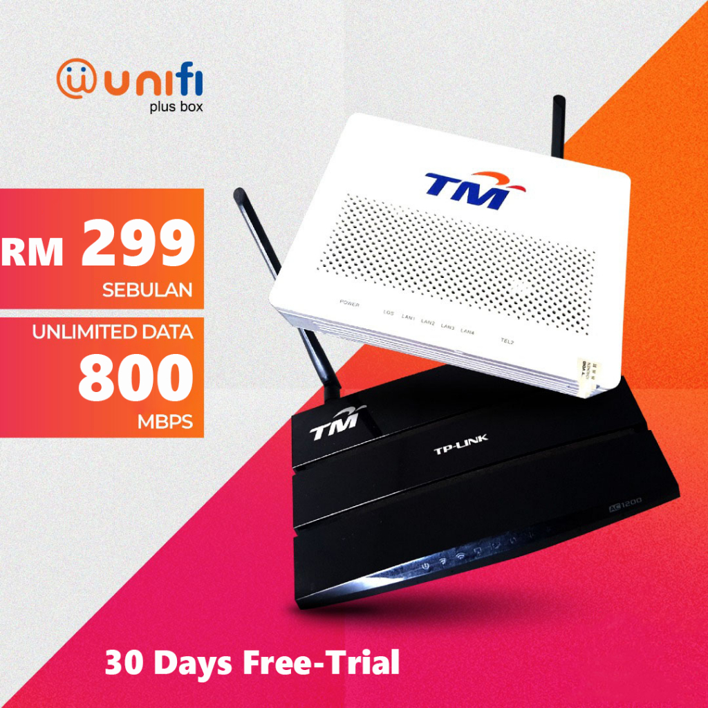 UNIFI Home Fiber 800Mpbs Unlimited Data - Free modem & Router (1 Bulan ...