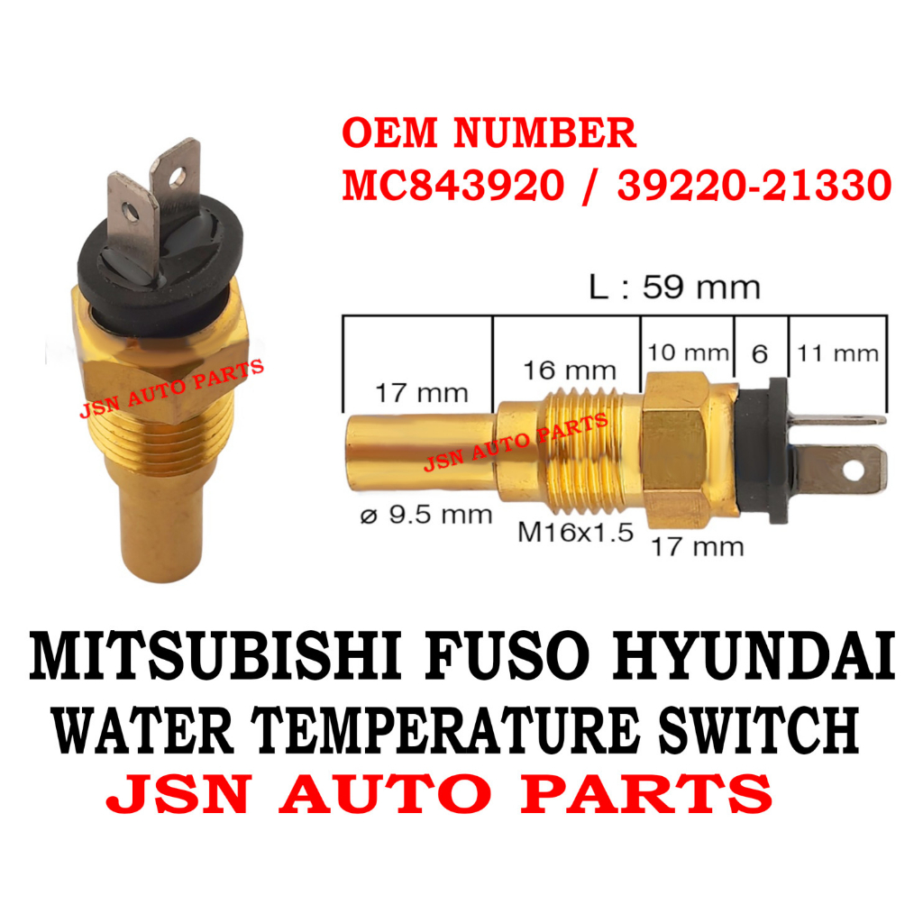 WATER TEMPERATURE SWITCH MITSUBISHI FUSO HYUNDAI 4D33, 4D35, 4M40, 4D56 ...