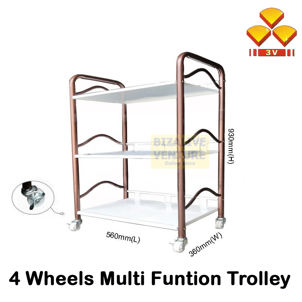 Multi Function Trolley | Utility Cart with 4 Wheels | Dish Rack | Restaurant Serving Cart ...