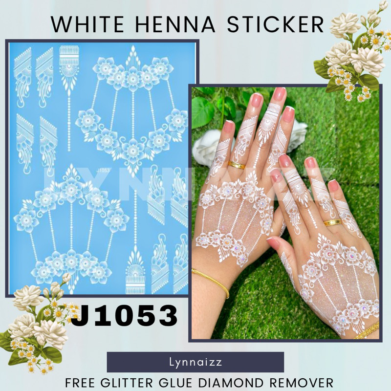 Inai Putih Sticker / White Henna Sticker / White Henna Tatoo / Red ...