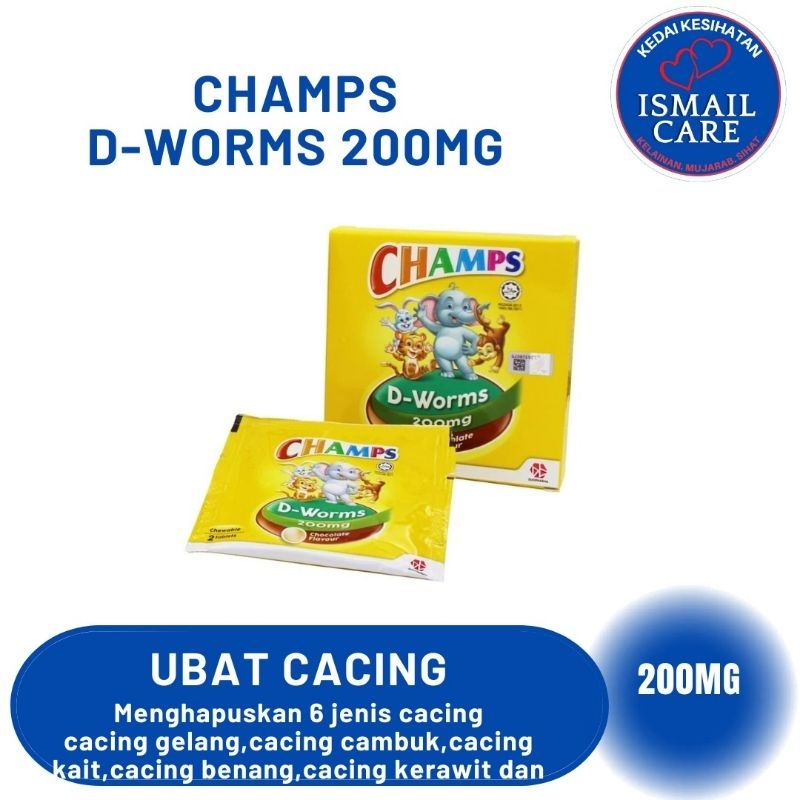 CHAMPS D-WORMS 200MG(Ubat cacing dewasa dan kanak2) | Shopee Malaysia