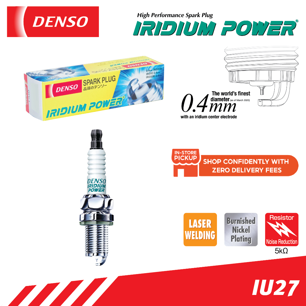 DENSO Motorcycle Spark Plug Iridium Power IU27 - 067700-9281 (1pc ...