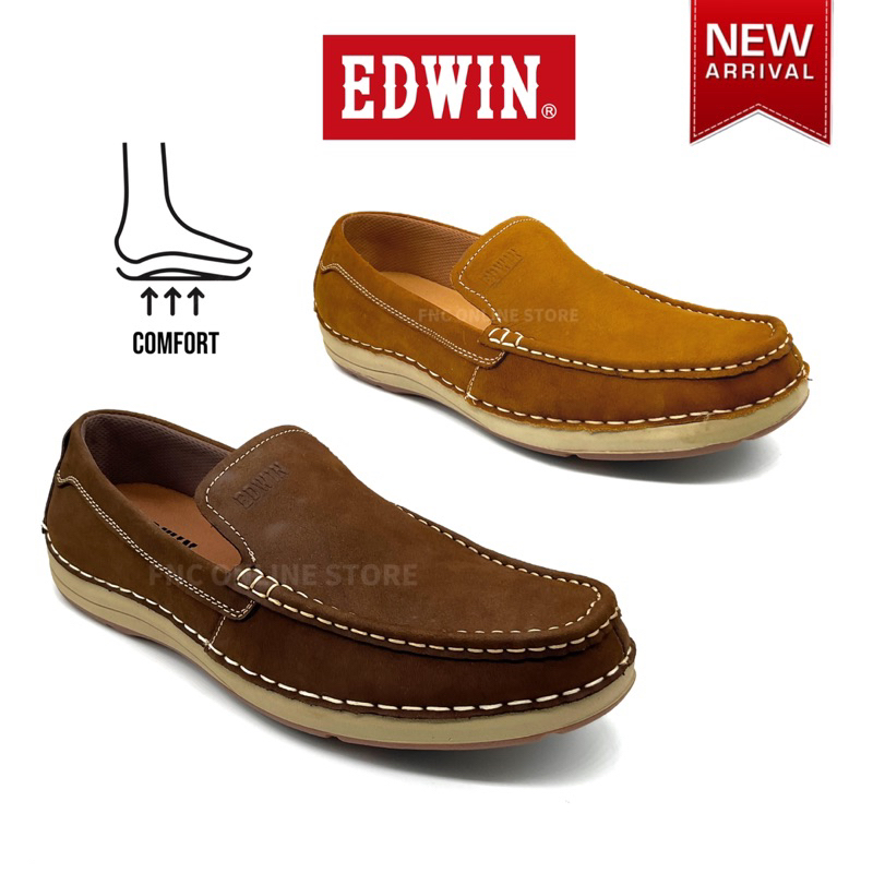 EDWIN Original Men Suede Leather Loafers Slip On Shoes / Kasut Kulit ...