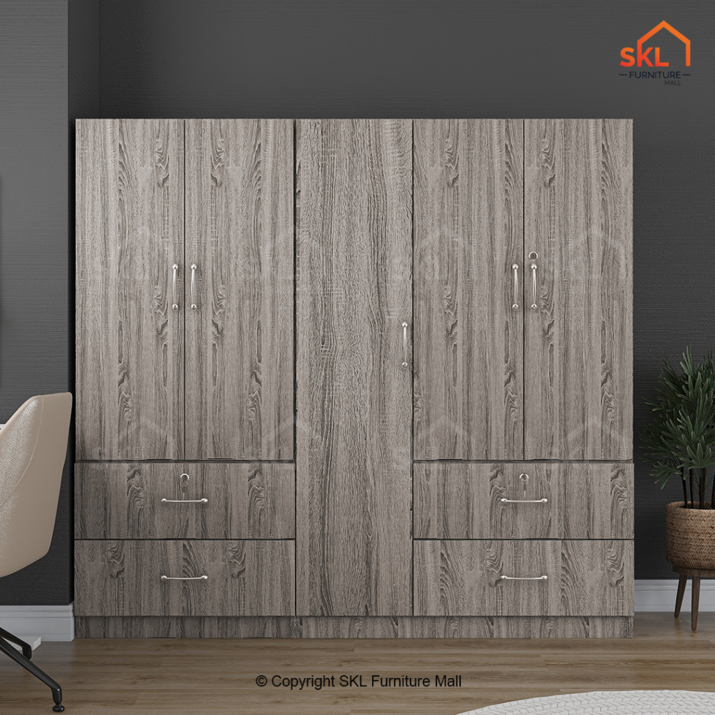 ARCIO 6X6FT (3+2) DOORS WARDROBE WITH SHELF / almari baju /kabinet baju ...