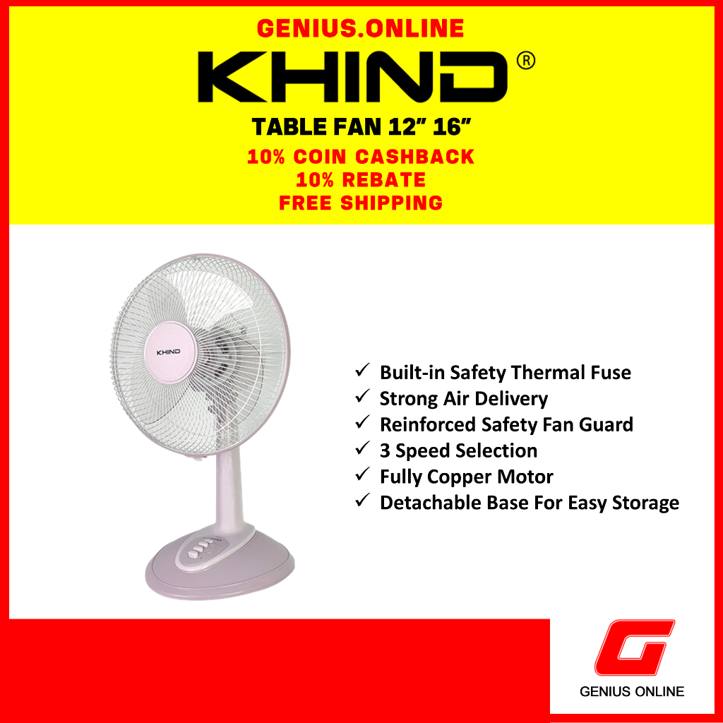 KHIND Table Fan (12"/16") TF1210SE/TF1610SE/TF166/TF1660TH/MF12FT16JC ...
