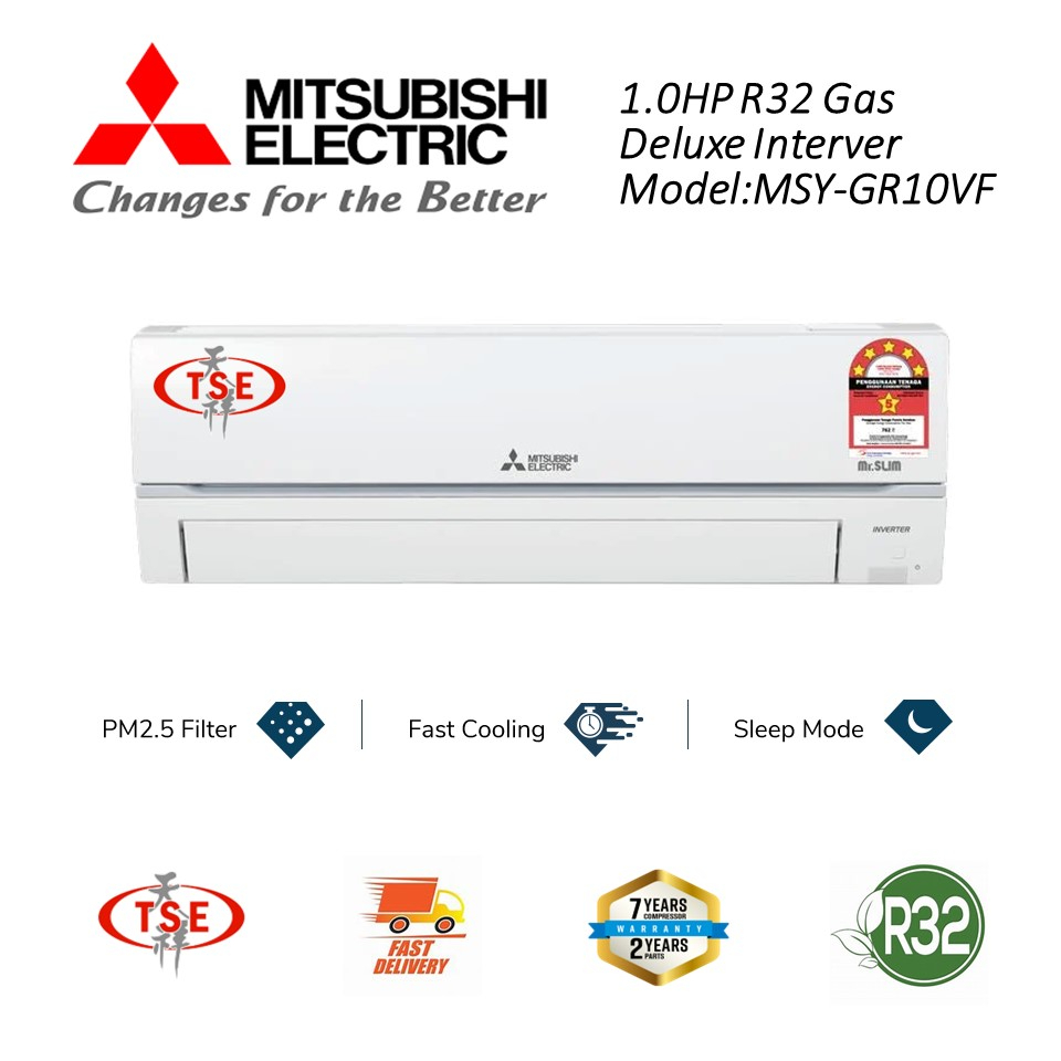 Mitsubishi Electric 1.0HP MSY-GR10VF Inverter Deluxe R32A Gas | Shopee ...