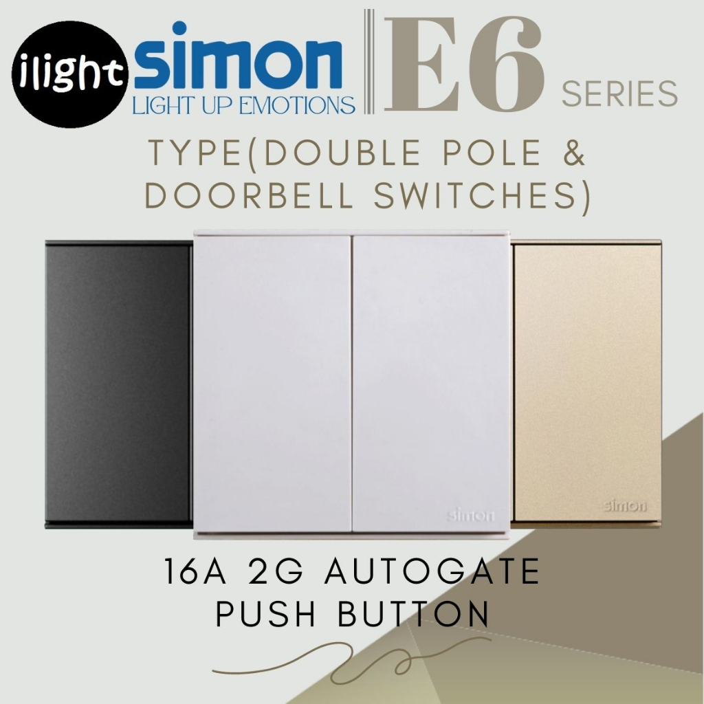 Simon E6 Series Switches & Socket Outlet | Black, Champagne, White ...