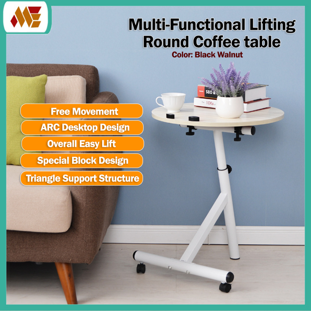 Moveable Modern Coffee Table / Multifunctional Liftable Round Coffee ...