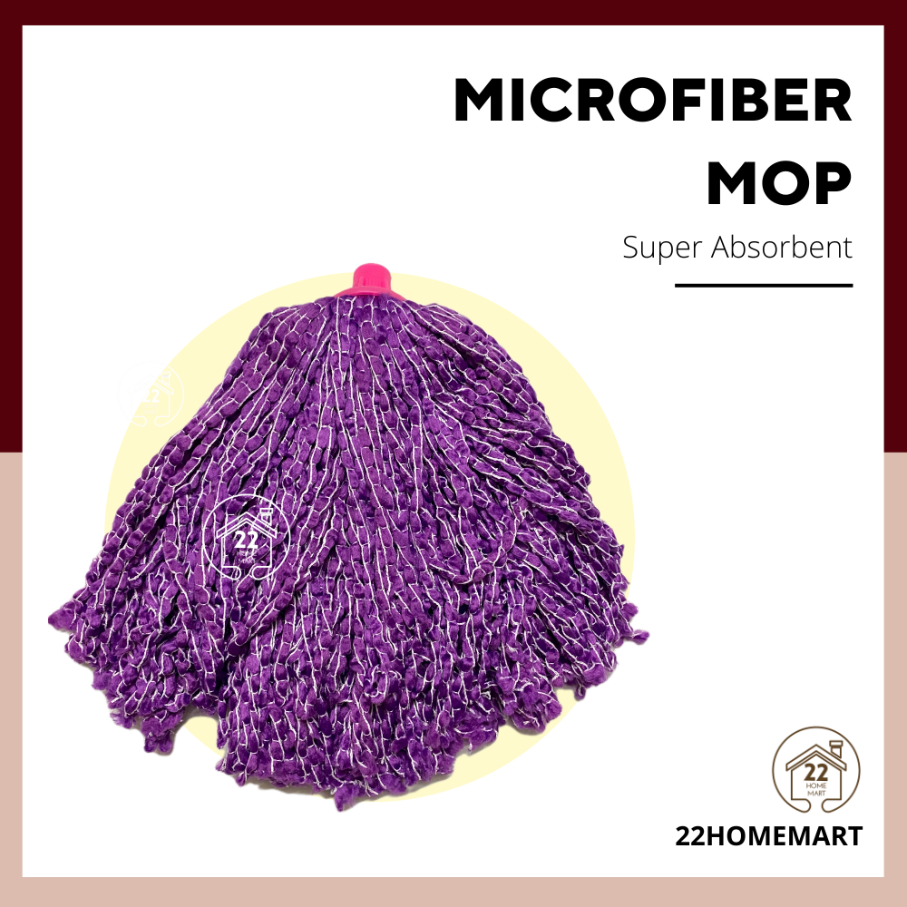 【MICROFIBER】XIN Super Absorbent Microfiber Mop MF250P Purple Mop Lantai ...