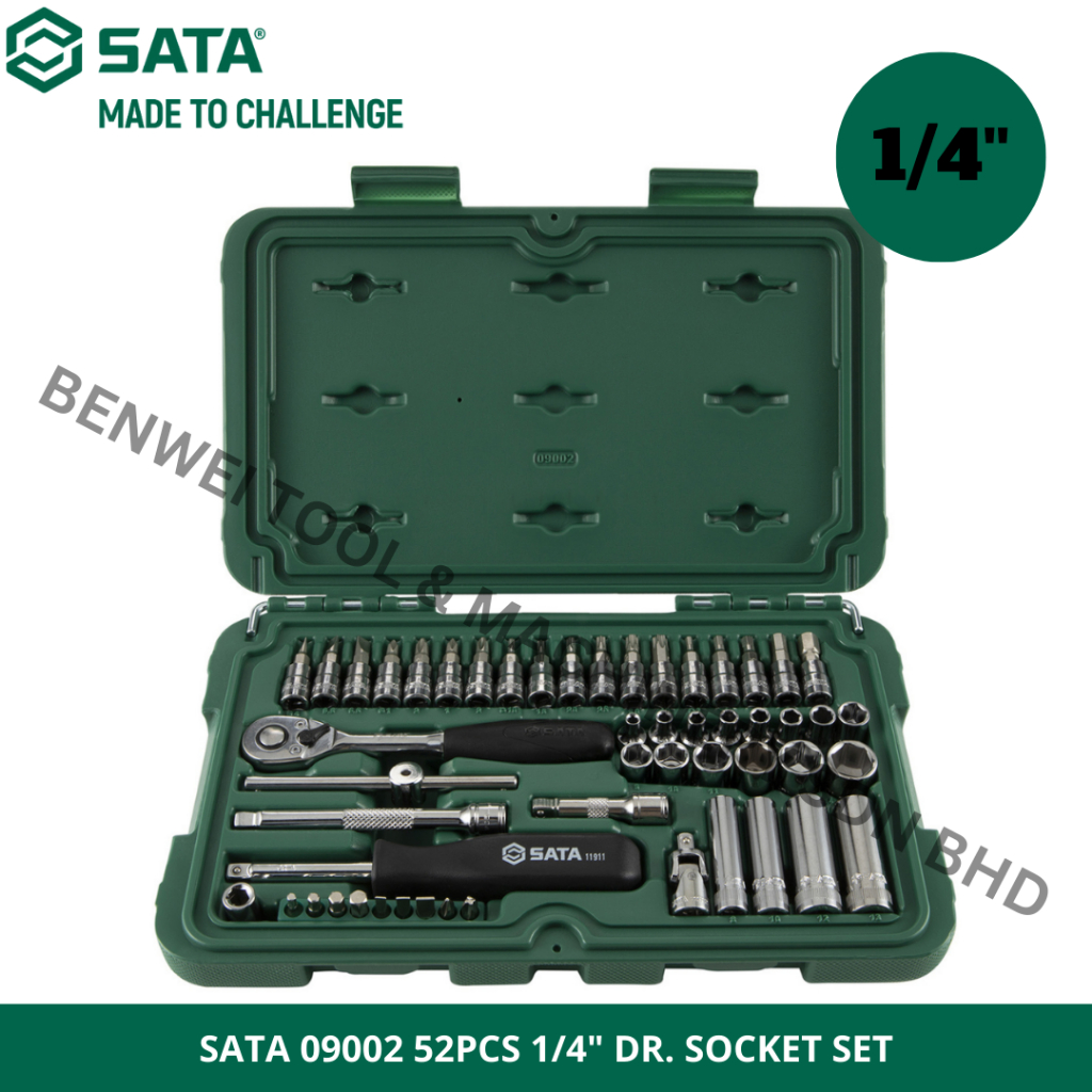 (ND) SATA 09002 52PCS 1/4'' DR. SOCKET SET / SUPER JUNIOR SIZE RATCHET ...