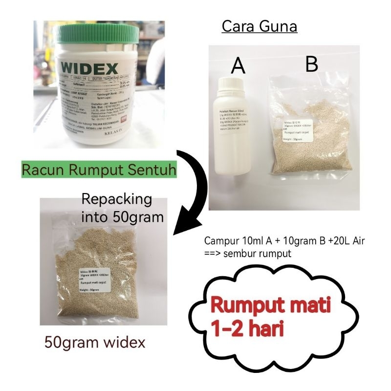 WIDEX KENSO 50g (Tiafenacil 70%) + 50ml Pelekat Racun Racun Rumput ...